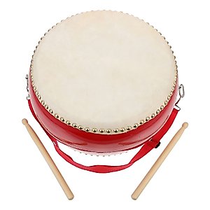 ERINGOGO 9 inch Chinese Drum, Kids Hand Drum Wooden Drum with Carry Strap and Drum Sticks, Traditional Chinese Percussion Instrument for Lion Dance, Rhythm