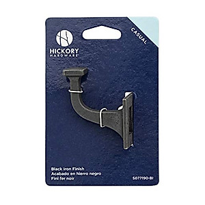 Hickory Hardware Forge Collection Coat Hooks, Wall Hooks for Hanging Coats, Hats, Towels, Robes and More, 2-3/4 Inch Long, Black Iron, 1 Pack