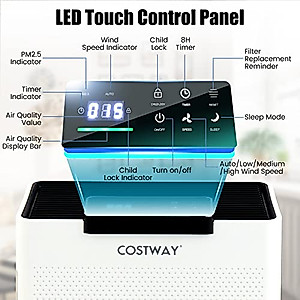 COSTWAY 2-in-1 Air Purifier Replacement Filter True HEPA Filter + Active Carbon Filter