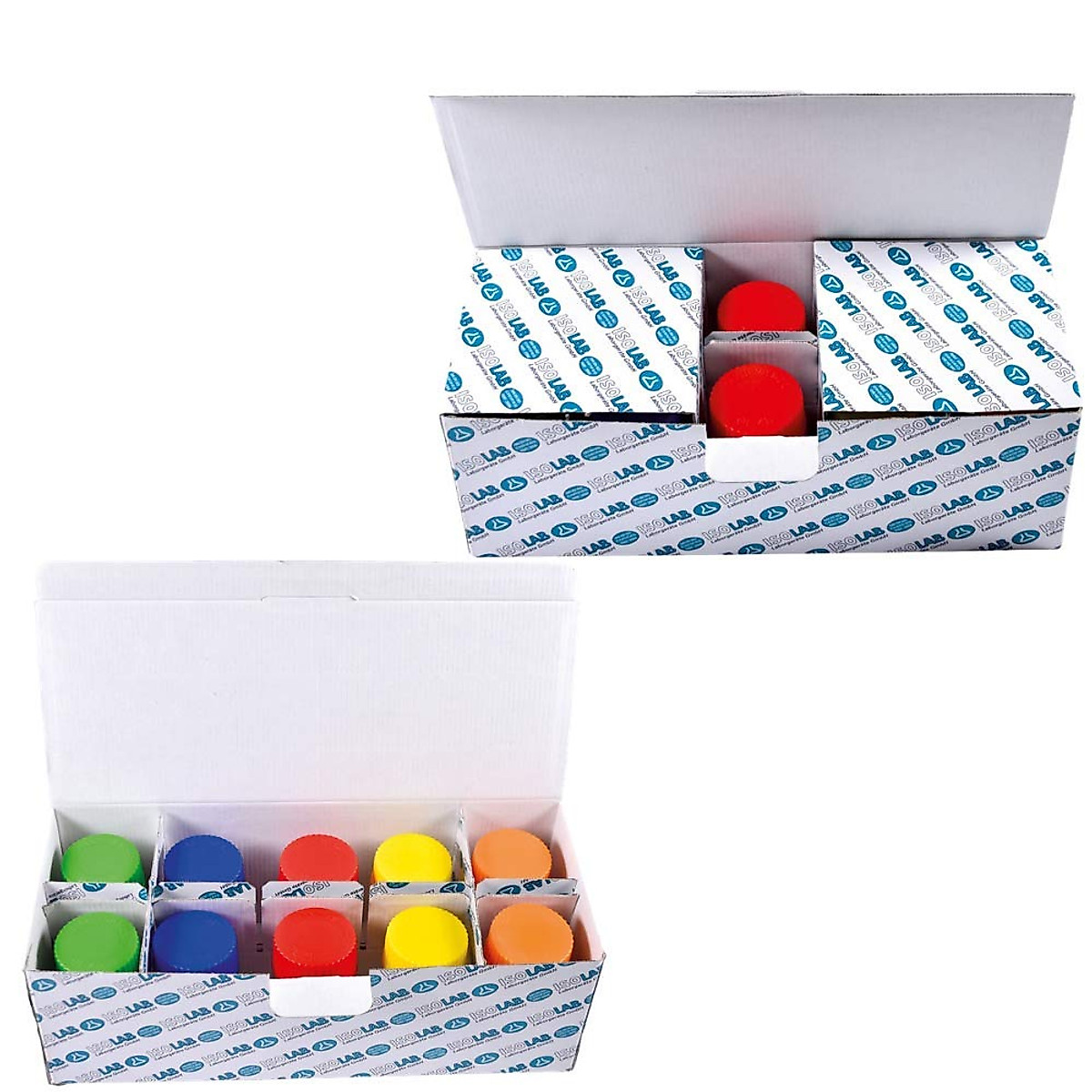 ISOLAB USA – Round Media Storage Bottle, 100ml, with COLOR CODED Screw GL 45 Cap, Borosilicate 3.3 Glass, Pack of 10