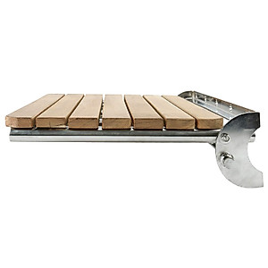 Amarine-made Teak Folding Shower Seat - Wall Mounted - Solid Wood Fold Down Spa Bench (21-5/8"x15"x1.7")