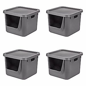 SEDLAV Square Stacking Bin Plastic, Gray Flannel, Set of 4