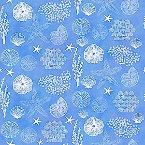Stitch & Sparkle Teri Farrell Gittins Surrender to The Sea Quilting Cotton Fabric, All Shells On Blue