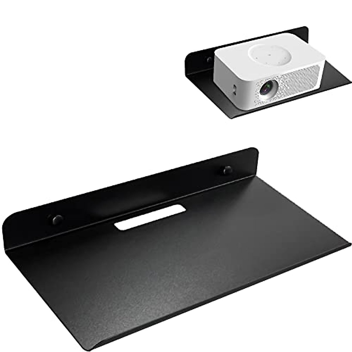 OLizee® Drill-Free Wall Mount Floating Display Shelf with Cable Hole Baby Monitor Projector Wall Shelf Video Camera Wall Holder WiFi Router Storage Shelf Smart Speaker Wall Shelf Large