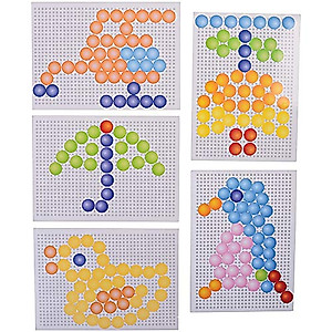 Constructive Playthings 250 Piece Peg-It Play Including 240 Brightly Colored 1/2" Diam. Pegs, Five 8 1/2" W. x 6 1/2" H. Plastic Pegboards and 5 Double-Sided Design Cards for Ages 3 Years and Up