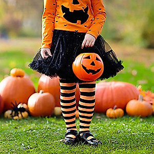 Omigga 4 Pairs Children's Tights Full Striped Tights Thigh High Cosplay Costume Socks for Girl Kids Halloween Christmas Costume Accessory Multicolored