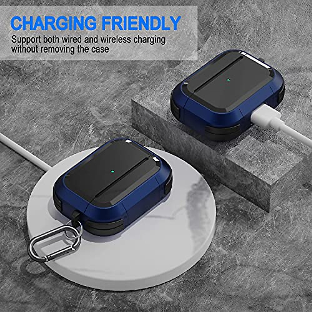 Upgraded Armor for Airpod Pro Case, Shockproof AirPods Pro Cover Cool Pro Case Designed for Apple AirPod Wireless Pro Cases for Men Women - Black/Blue