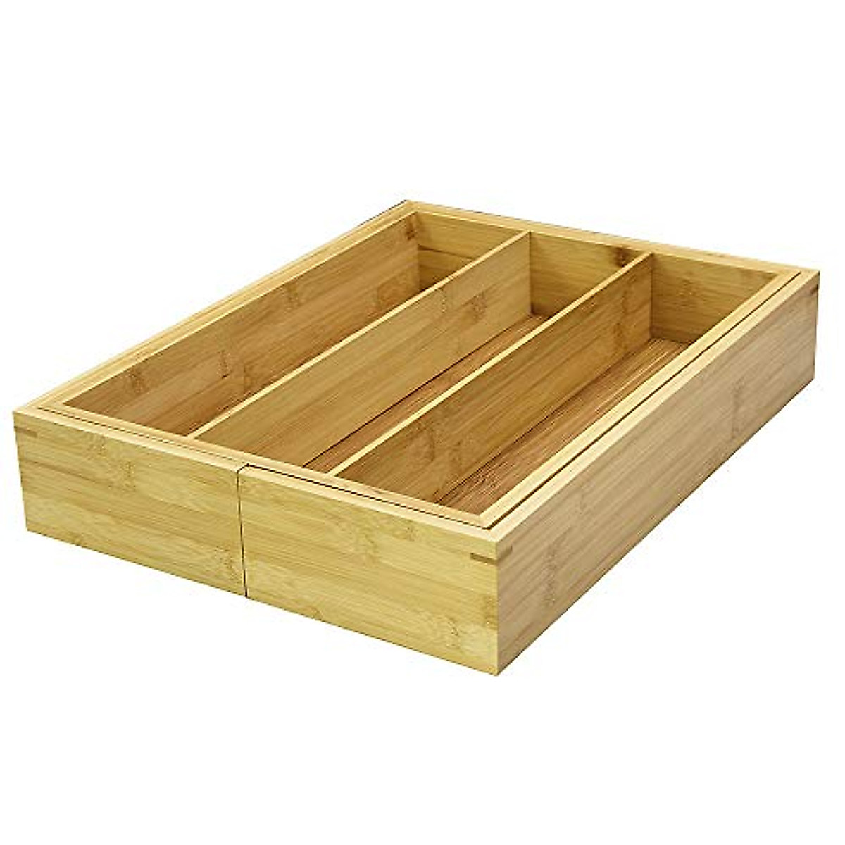 Simhoo Premium Deep Bamboo Expandable Drawer Organizer Big Adjustable Drawer Divider Organizers Box