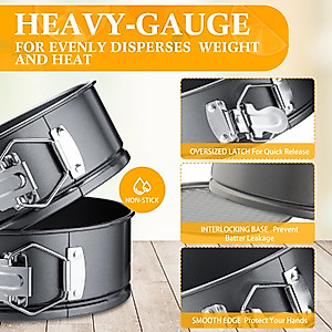 Sunnyray 8 Pieces 7 Inches Round Stainless Steel Springform Cake Pan with Removable Bottom, Nonstick, Ideal for Cheesecakes, Cakes, Cookies - Black