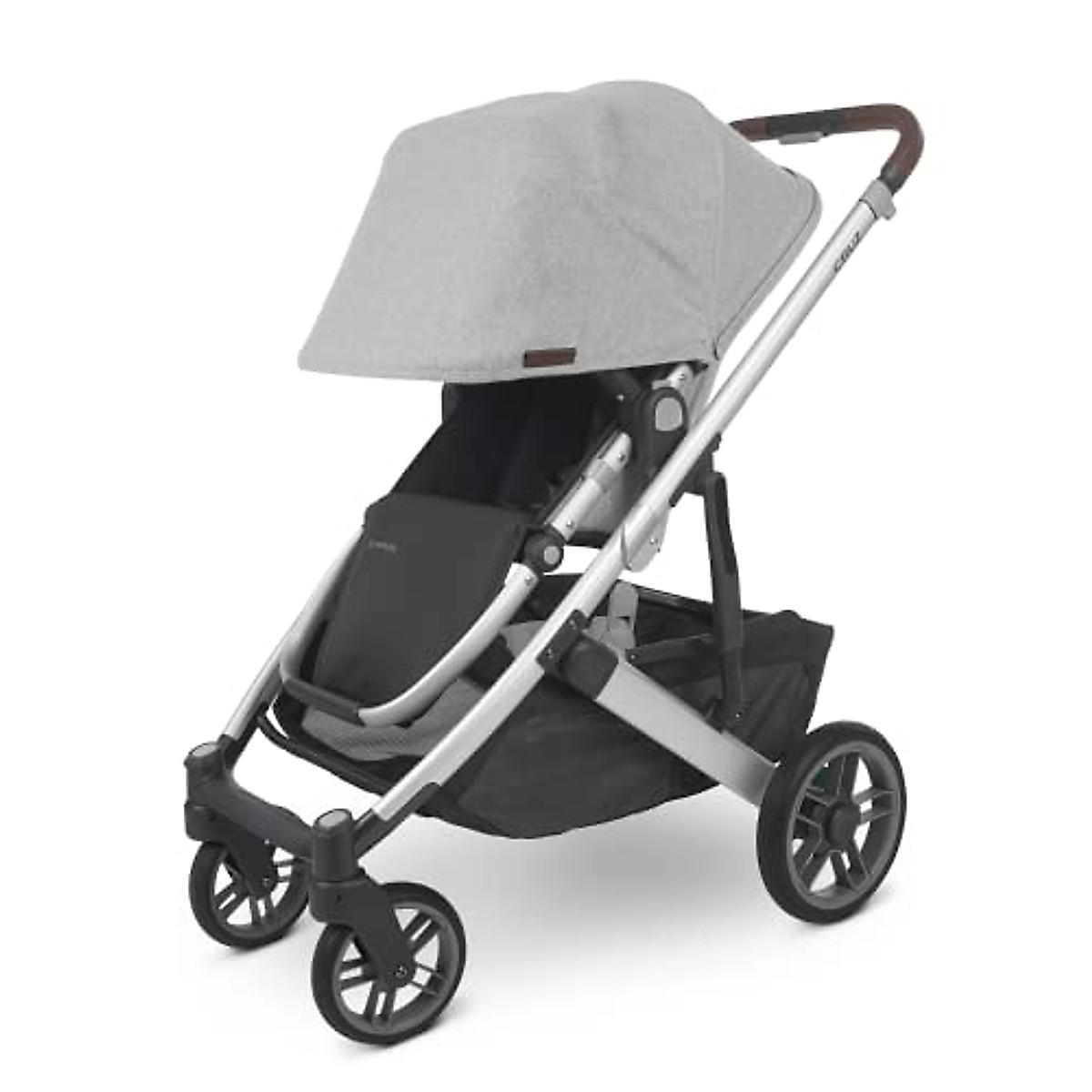 Cruz V2 Stroller - Stella (Grey Brushed mélange/Silver/Chestnut Leather) + MESA V2 Infant Car Seat - Stella (Grey Melange)