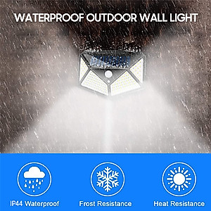 ERYUE Outdoor lamp, Solar Wall Light Motion Sensor 100 LEDs Outdoor Waterproof Solar LED Wall Lamp PIR Solar Powered Landscape Path Lights Auto On/Off for Fence Front Door Gate Balcony Yard Garden