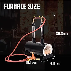 LCyindu Forge Furnace with Dual Burners, Extensive Capacity, Oval Propane Forges for Blacksmithing, Suitable for Artist Hobby Beginner Friendly DIY Knife Making Tool Farriers Furnace