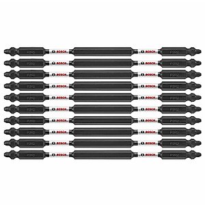 BOSCH ITDEP2R26B 10-Pack 6 In. Phillips/Square #2 Impact Tough Double-Ended Screwdriving Bits