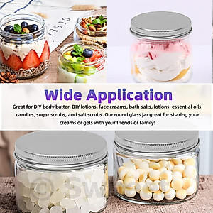 Swpeet 15 Packs 2 oz - 60ML Transparent Glass Jar with Silver Lid Assortment Kit, Round Containers Cosmetic Glass Jars with Lids Travel Jars Cosmetic Containers for Cream, Lotion