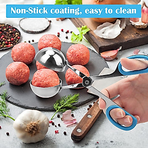 Meatball Maker, AHIER 2PCS None-stick Meatball Scoop Ball Maker with Detachable Anti-Slip Handles, Stainless Steel Meat Baller Cake Pop Scoop for Kitchen (1.38"&1.78")