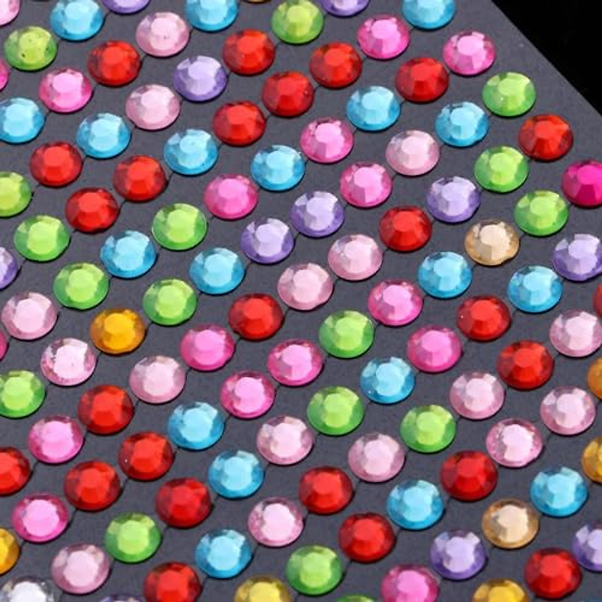 DTOWER 5 Pcs Sparkling Crystal Rhinestone Gem Adhesive Stickers 3mm, Mixed Color, 6mm 5 Pcs