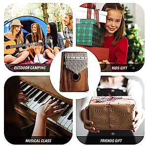 MSDance 17 Keys Kalimba Thumb Piano, Solid Koa Wood Professional Thumb Piano with Waterproof Protective Box,Kalimba stand and Study Instruction,Gift for Beginners Professional (Hand-rest Curve)