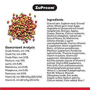 ZuPreem FruitBlend Flavor Pellets Bird Food for Medium Birds, 2 lb - Daily Blend Made in USA for Cockatiels, Quakers, Lovebirds, Small Conures