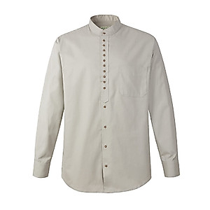 Traditional Irish Grandfather Collarless Long Sleeve Shirt (Ash, M)