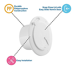 Halotronics RV 5-inch Round Electric Cable Hatch for 30 and 50 Amp Cords (White)