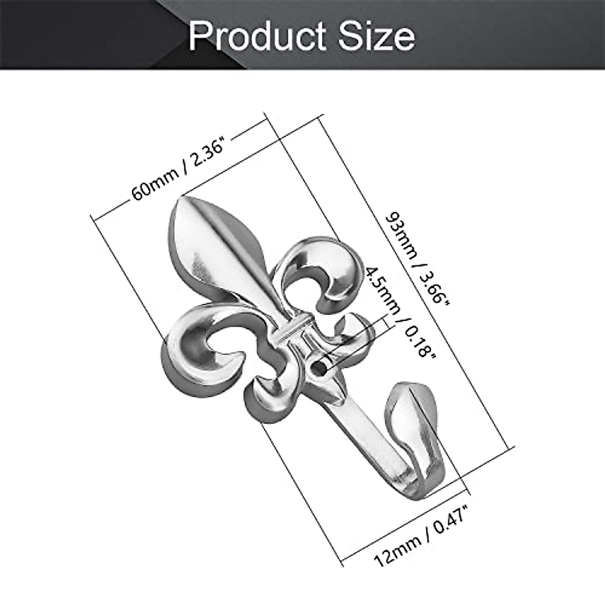 MroMax Wall Hook, Curtain Wall Hook, Zinc Alloy Wall Mounted Coat Hooks for Hanging Bathroom Robe, Coat, Kitchen Utensil and Bag, Silver Brushed 1Pc