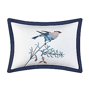 Chic Home Brookfield Garden 5 Piece Comforter Set Large Scale Floral Pattern Print Bedding-Decorative Pillows Shams Included, Queen, Blue