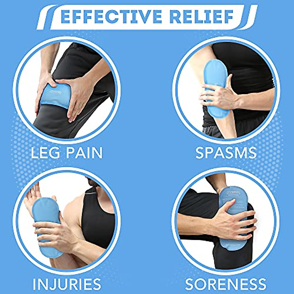 TruHealth Gel Ice Packs (2 Pack) - FSA HSA Approved Large Size 4.5 x 9.5 in for Various Body Pain and Injuries, Reusable, Cold Compress Therapy