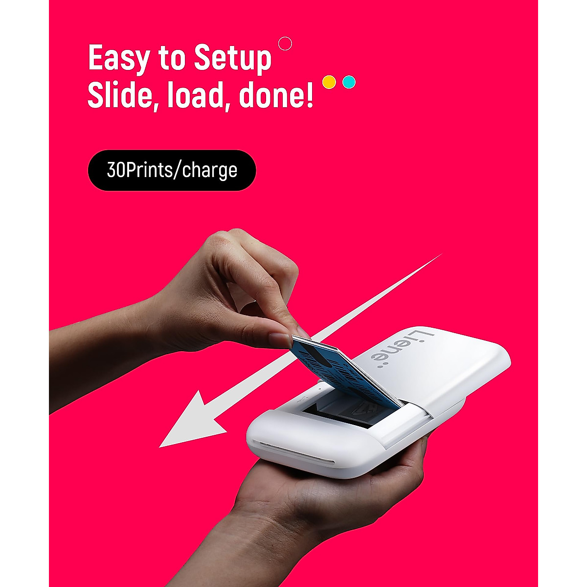 Liene 2x3” Photo Printer, Mini Instant Portable Photo Printer Bundle w/ 50 Zink Adhesive Paper, Bluetooth 5.0, Compatible w/iOS & Android, Small Picture Printer for iPhone, Smartphone, White