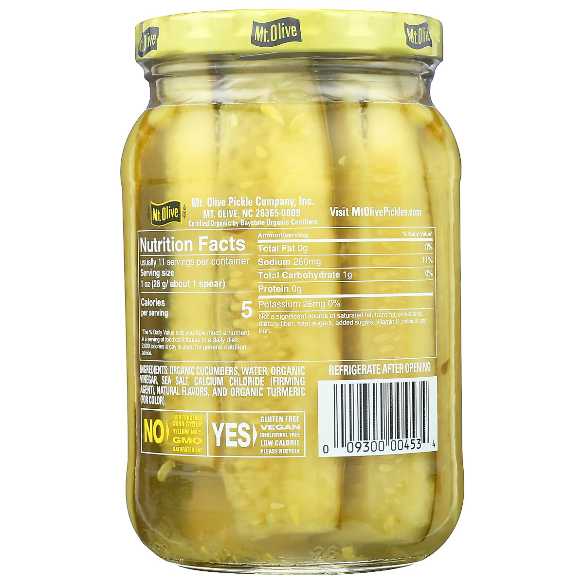 MOUNT OLIVE Organic Dill Spears, 16 FZ