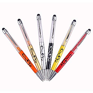 Stylus Pen Crystal Ballpoint Pens Capacitive Diamond Writing Pens Music Note Ball Point Fit All Touch Screens Device (Stylus Ballpoint)