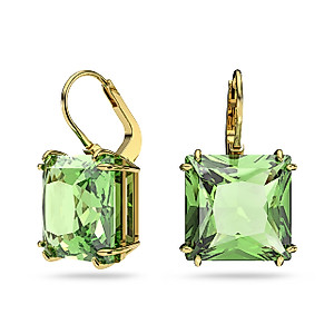 Swarovski Millenia Drop Earrings, Square Cut, Green Crystal, Gold-tone Finish