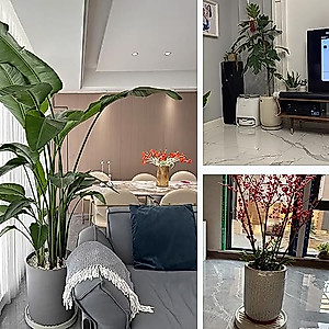 Rowcay Plant Caddy with Hidden Wheels, 12.2-Inch Base, 360°Rotating Plant Stand, 165 LBS Heavy Duty Load Capacity, 4 Invisible Casters, Beige,1 Pack