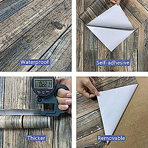 Distressed Wood Wallpaper Contact Paper 17.71In X 196In Self-Adhesive Vintage Wood Wallpaper Peel and Stick Reclaimed Wallpaper Vinyl Waterproof Removable Rustic Wood Wallpaper for Shelf