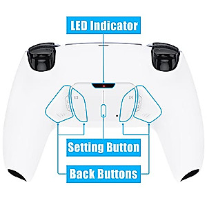 eXtremeRate White Programable RISE4 Remap Kit for PS5 Controller BDM 010 & BDM 020, Upgrade Board & Redesigned Back Shell & 4 Back Buttons for PS5 Controller - Controller NOT Included