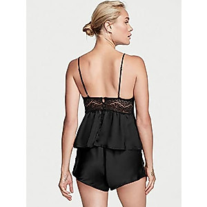Victoria's Secret Stretch Lace & Satin Cami Set, Black, X-Small