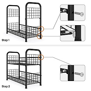 Multi-Purpose Under Sink Organizer, Bathroom Trays, Holders&Shelves Unit with Adjustable Feet, Metal Steel Storage Tower Organizer Rack Basket Cart for Bathroom, Living Room, Balcony, Kitchen