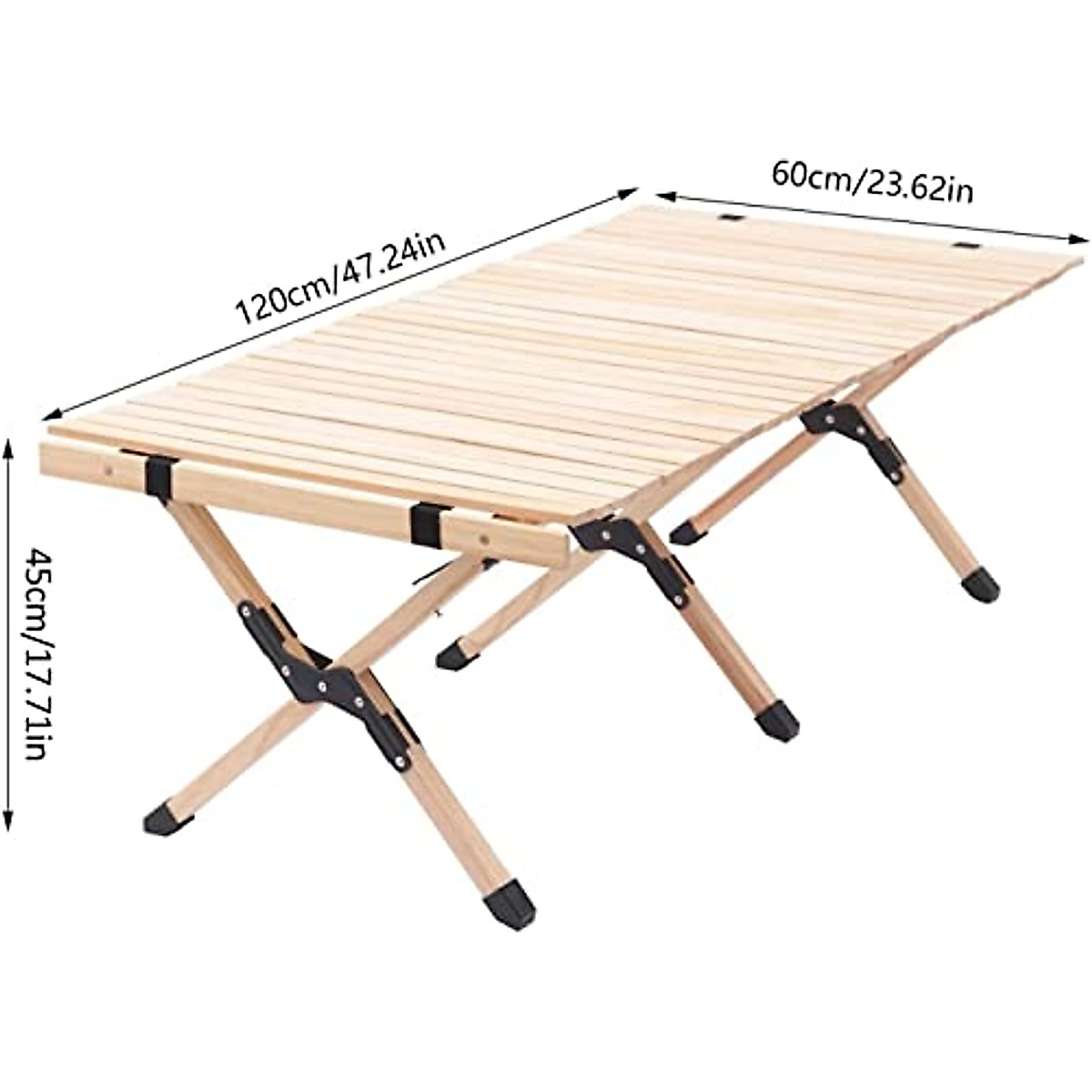 OMKUOSYA Portable Camping Table, Wooden Folding Beach Picnic Table with Carry Bag for Outdoor Cooking, Picnic, Camp, BBQ, Travel, Backyard Patio Party