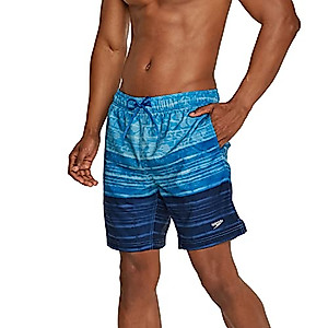 Speedo Men's Standard Swim Trunk Mid Length Redondo Floral, Reign Peacoat, Medium