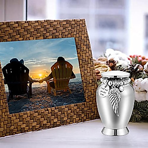 Small Urns for Human Ashes 2.95 Inch Small Keepsake Urns with Wing Charm Mini Cremation Urns for Ashes Stainless Steel Memorial Ashes Keepsake