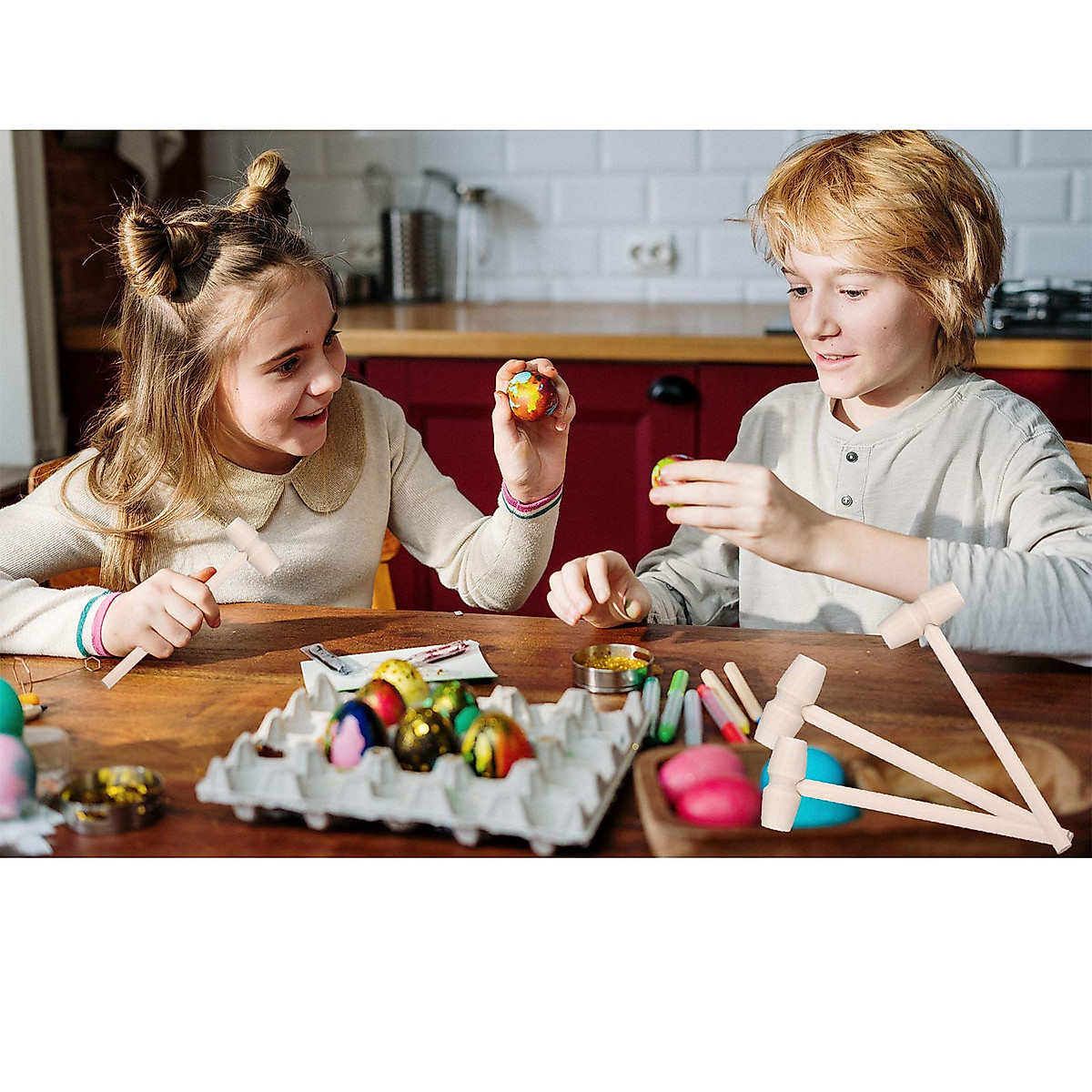 10 Pcs Wooden Hammers for Chocolat Handmade Wooden Crab Mallets Smashable Heart Chocolate Smooth Finished Educational Pounding Tool Breakable Easter Eggs Tool