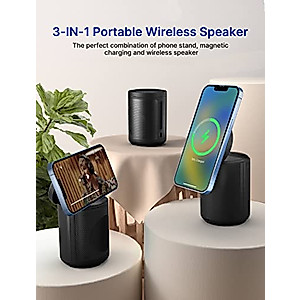 JSAUX Gifts for Men and Women, Bluetooth Wireless Speaker with Phone Stand and Wireless Charger, Compatible with iPhone MagSafe Charger, Speaker with HD Surround Sound, Birthday Gifts Cool Gadgets