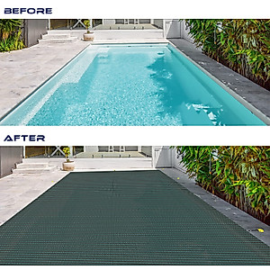 Windscreen4less 16'x36' Winter Pool Covers for Inground Swimming Pool Rectangle Mesh Safety Pool Covers for Backyard Yard Deck Patio Pool Wire Cable All Edges Dark Green (Polypropylene)