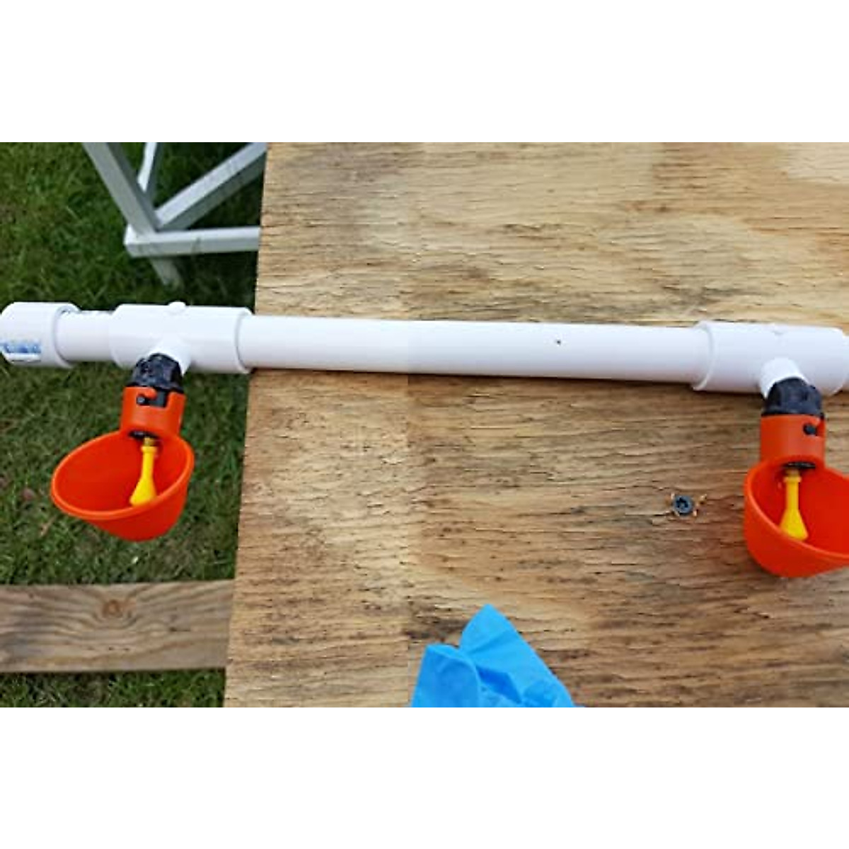 Hfarming Chicken Waterer Cups, Pack of 6 Chicken Waterer PVC Tee Fittings, with 1/8 Inch FTP Threads, Automatic Chicken Waterer for Chicken Ducks Quail Bird