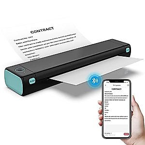 Portable Bluetooth Wireless Thermal Mobile-Printer - Compact Inkless Printer for Travel, Support Phone & Laptop, Small Printers for Home Use Vehicles Office School Tattoo Stencils(8.26"x 11.69")