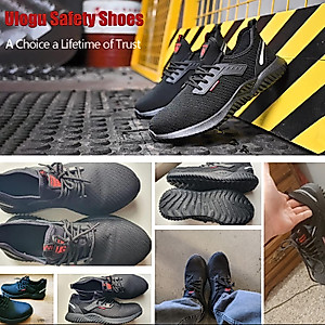 Steel Toe Shoes Men Waterproof Lightweight Work Sneakers Safety Athletic Alloy Roofing Construction Composite Indestructible Warehouse Tennis Zapatos de Trabajo para Hombres seguridad Acero Black