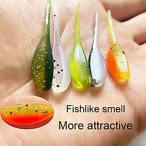 50Pcs Crappie Jigs Lure Set 2 inch Crappie Bait Crappie Jig Heads Hooks Fishing Lures for Crappie (B:10pcs 1/8oz jigs and 40pcs Lures)