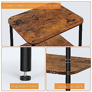 BTY 3 Tier Tall End Table Telephone Table Tall Side Table, 30" H Small End Table with Storage Shelves, Tall Nightstand for Living Room, Bedroom, Home Office,3 Tier Slim Table, Tall Side Table