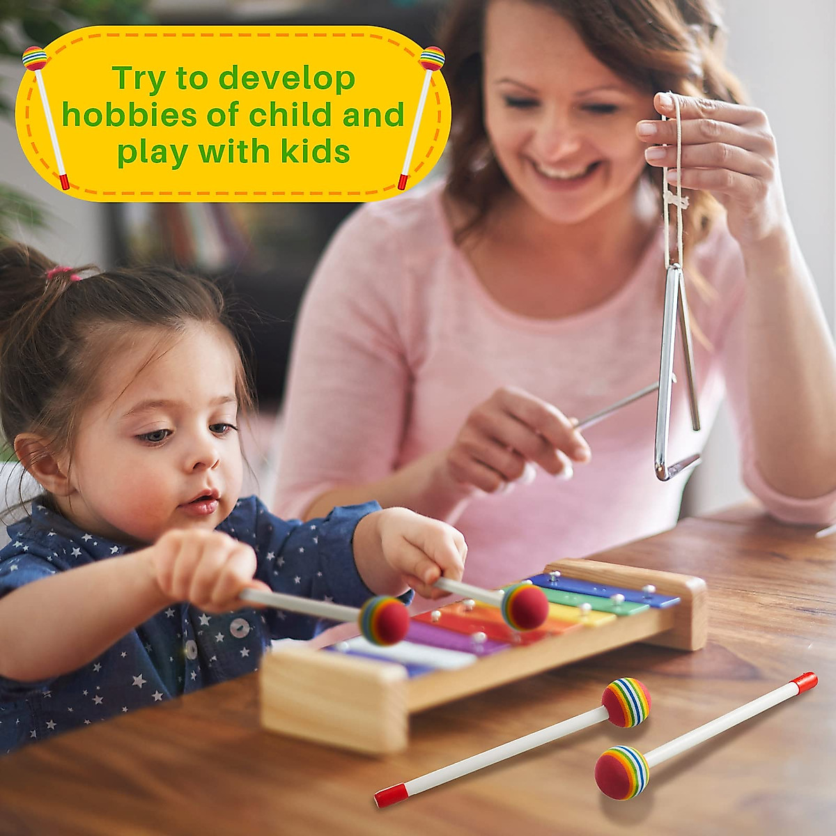 12 Pcs Lollipop Drum Mallet Sticks Round Rainbow Hammer Percussion Sticks Plastic Drumsticks for Kids Child Mallet Musical Toy Mallet Hand Foam Hammer Toy for Adults Musical Instrument Accessories