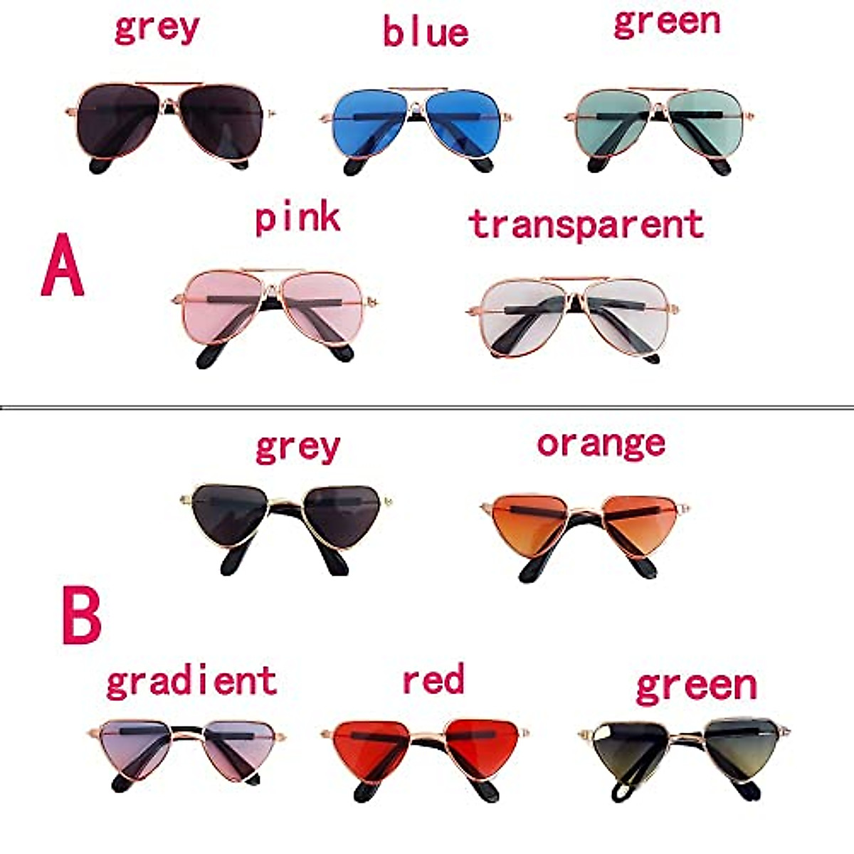 CHDHALTD Pet Glasses, Lovely Cute Photos Props Toy for Small Dog Cat Eye Wear Fashion Pet Glasses(A,Pink)