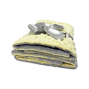 MEG ORIGINAL Baby Gray Minky Dot Burp Cloths, Set of Two (Gray & Yellow)